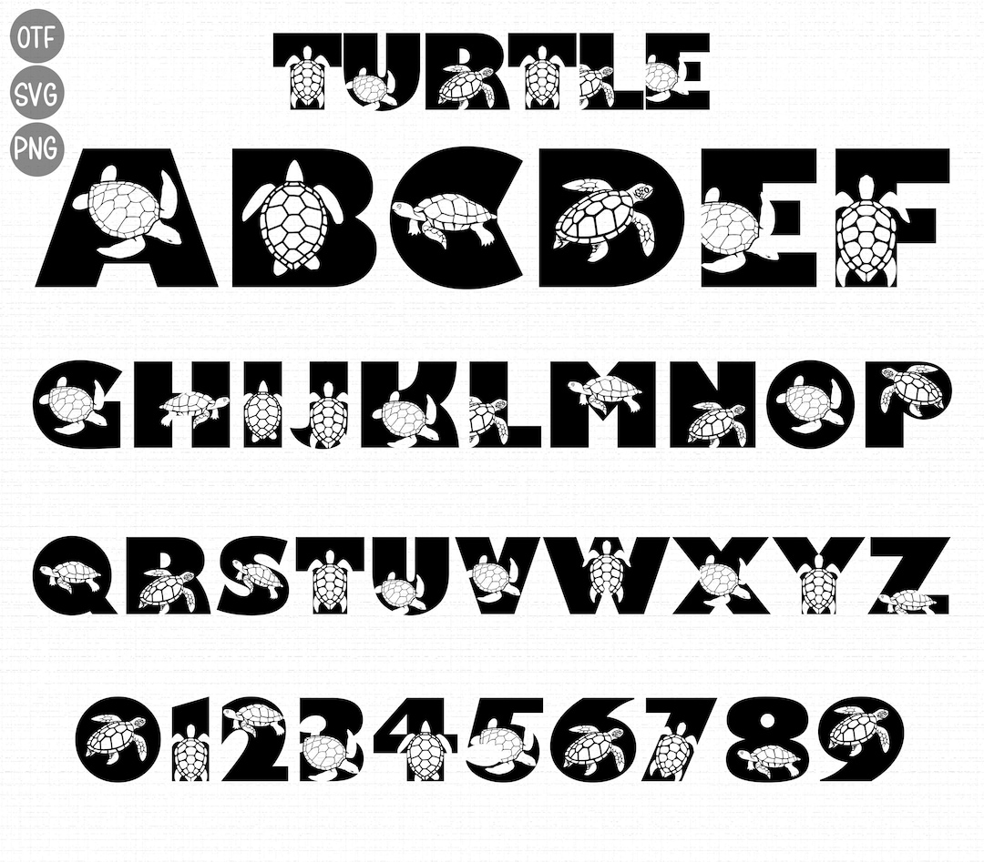 Turtle Font Svg, Turtle Letters Svg Png, Alphabet Font Svg, Turtle ...