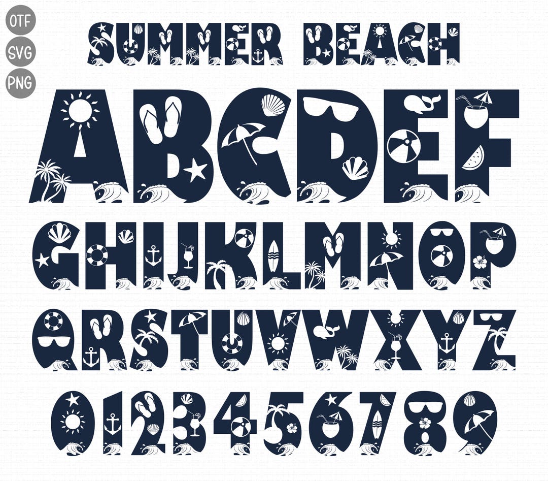 Summer Beach Font Svg, Summer Beach Letters Svg Png, Alphabet Font Svg ...