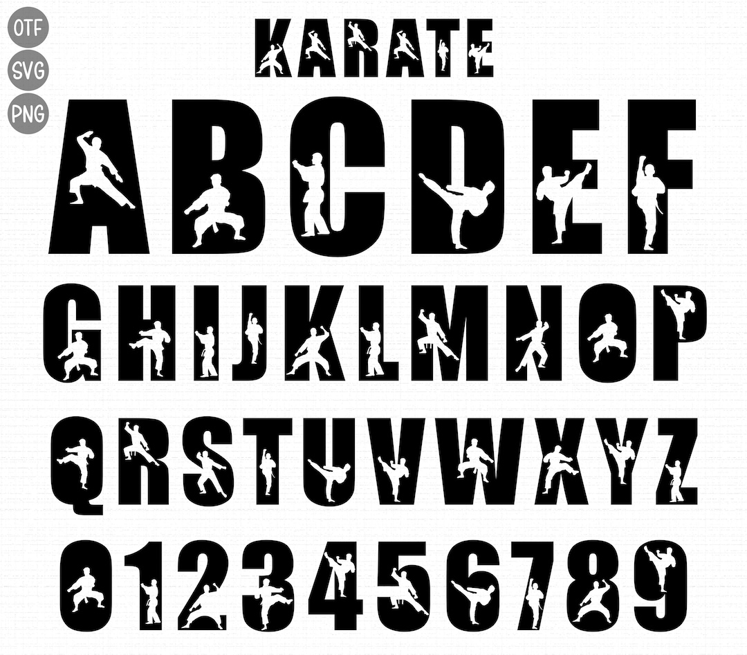 Karate Font, Martial Arts Alphabet SVG PNG OTF, Kids Room Decor - Etsy