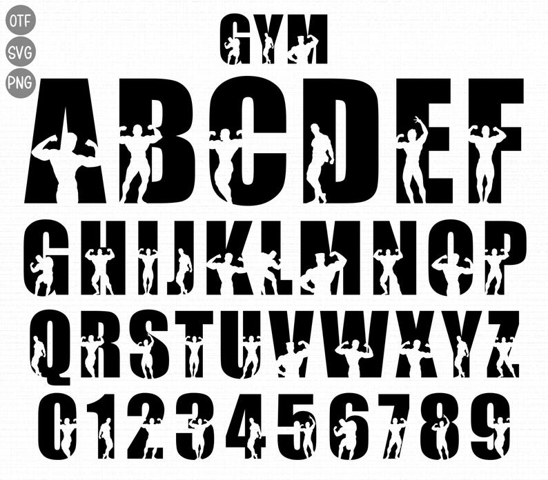 Gym Font Svg, Gym Letters Svg Png, Alphabet Font Svg, Gym Alphabet Svg ...