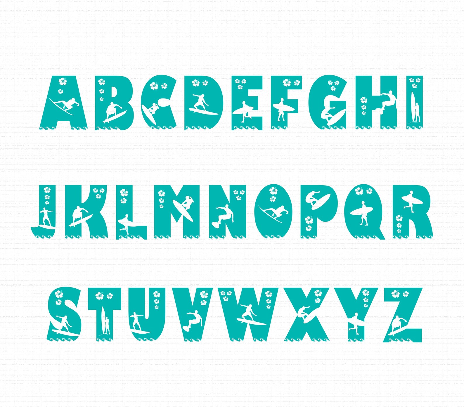 Surfing Font Svg, Surfing Letters Svg Png, Alphabet Font Svg, Surfing ...