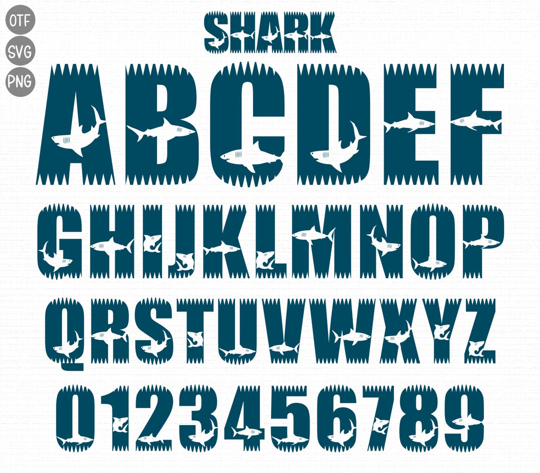 Shark Font Svg, Shark Letters Svg Png, Alphabet Font Svg, Shark ...