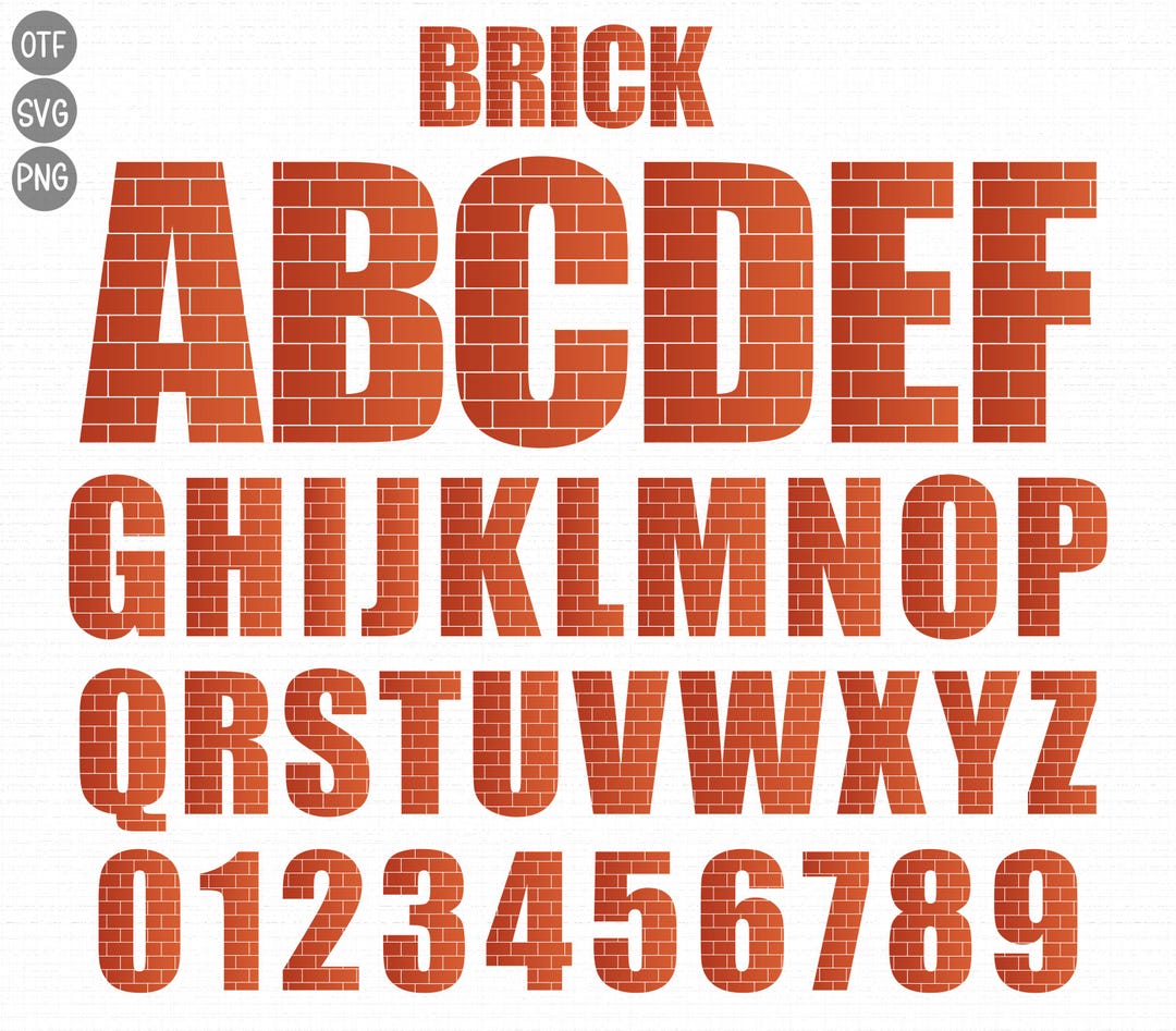 Brick Font Svg, Brick Letters Svg Png, Alphabet Font Svg, Brick ...