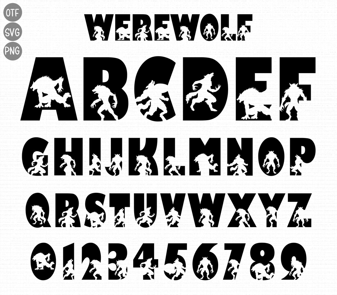 Werewolf Font Svg, Werewolf Letters Svg Png, Alphabet Font Svg ...