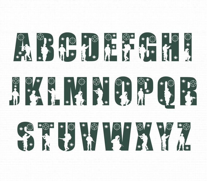 Soldier Font Svg, Soldier Letters Svg Png, Alphabet Font Svg, Soldier ...