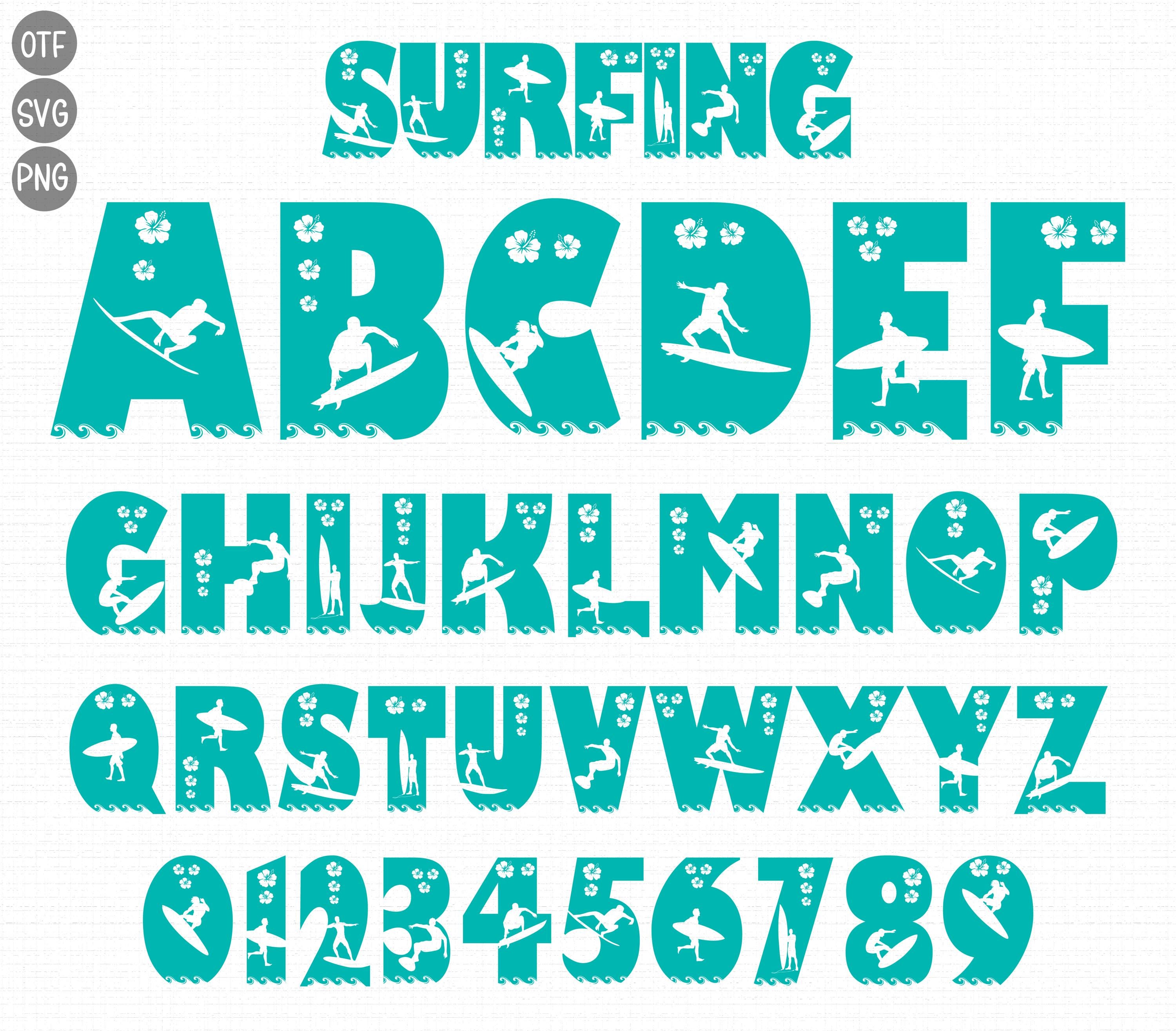 Surfing Font Svg, Surfing Letters Svg Png, Alphabet Font Svg, Surfing ...