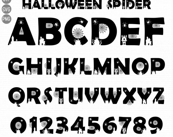 Spider Web Font SVG: Halloween Alphabet, Creepy Letters (digital ...