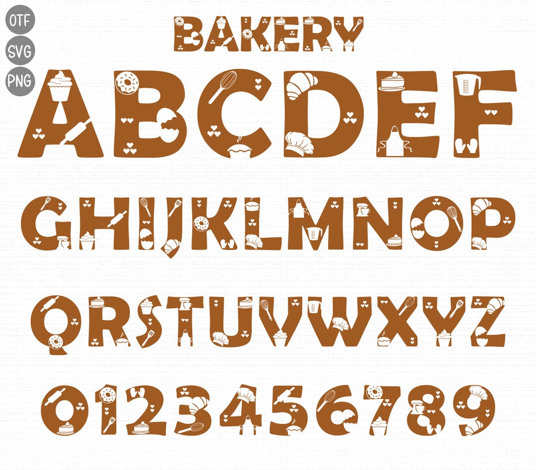 Bakery Font Svg, Bakery Letters Svg Png, Alphabet Font Svg, Bakery ...