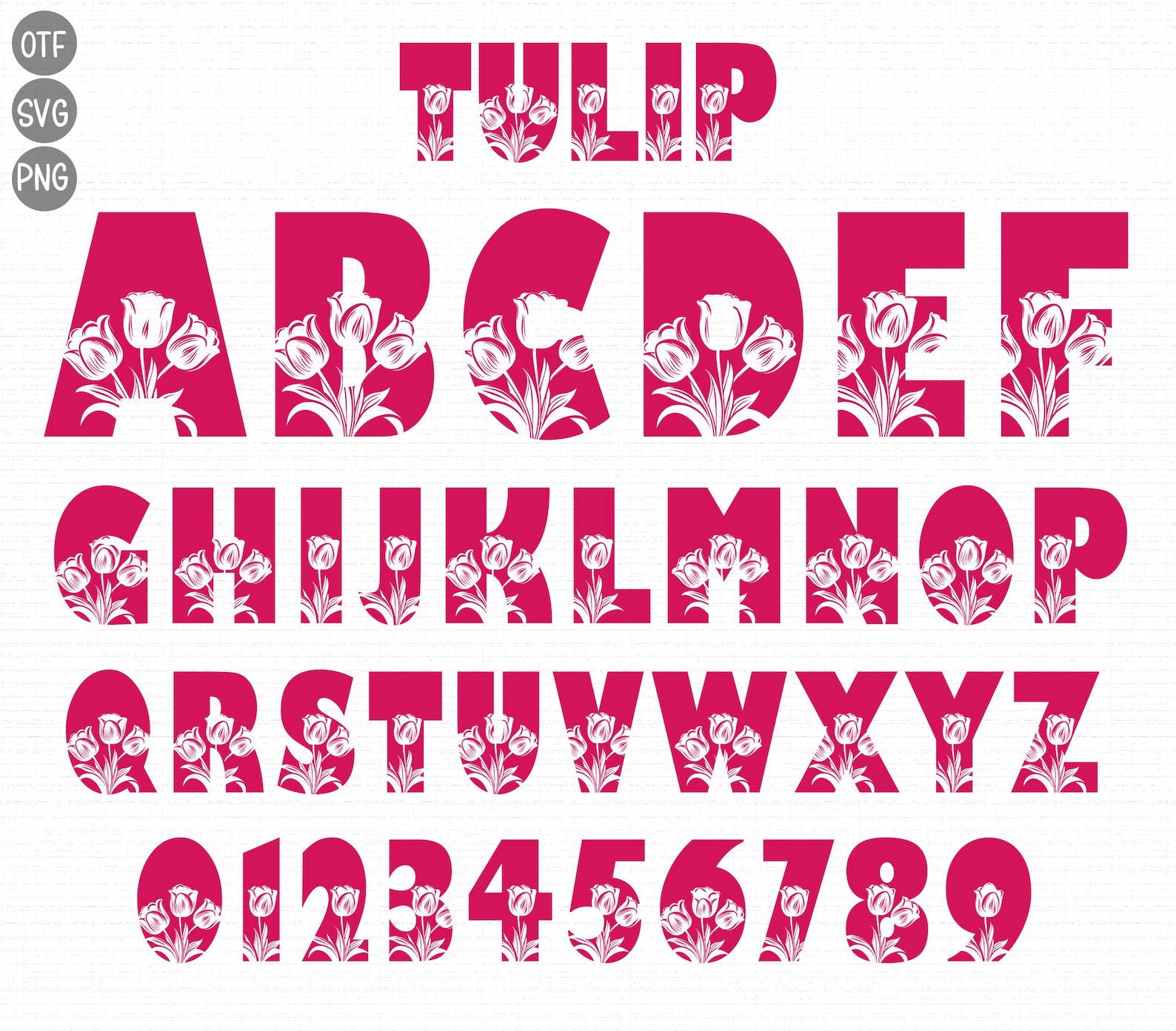 Tulip Font Svg, Tulip Letters Svg Png, Alphabet Font Svg, Tulip ...