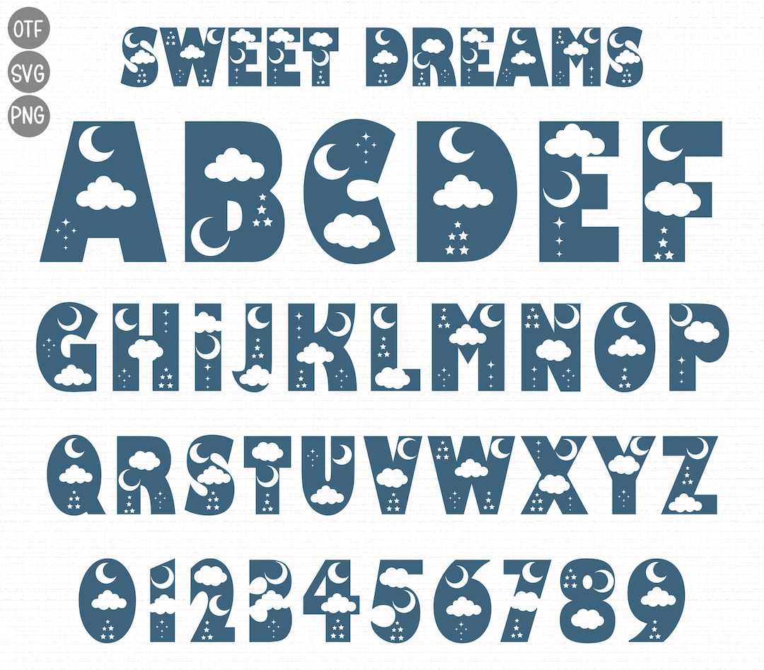 Sweet Dreams Font SVG: Moon & Stars Alphabet (cricut, Procreate) - Etsy