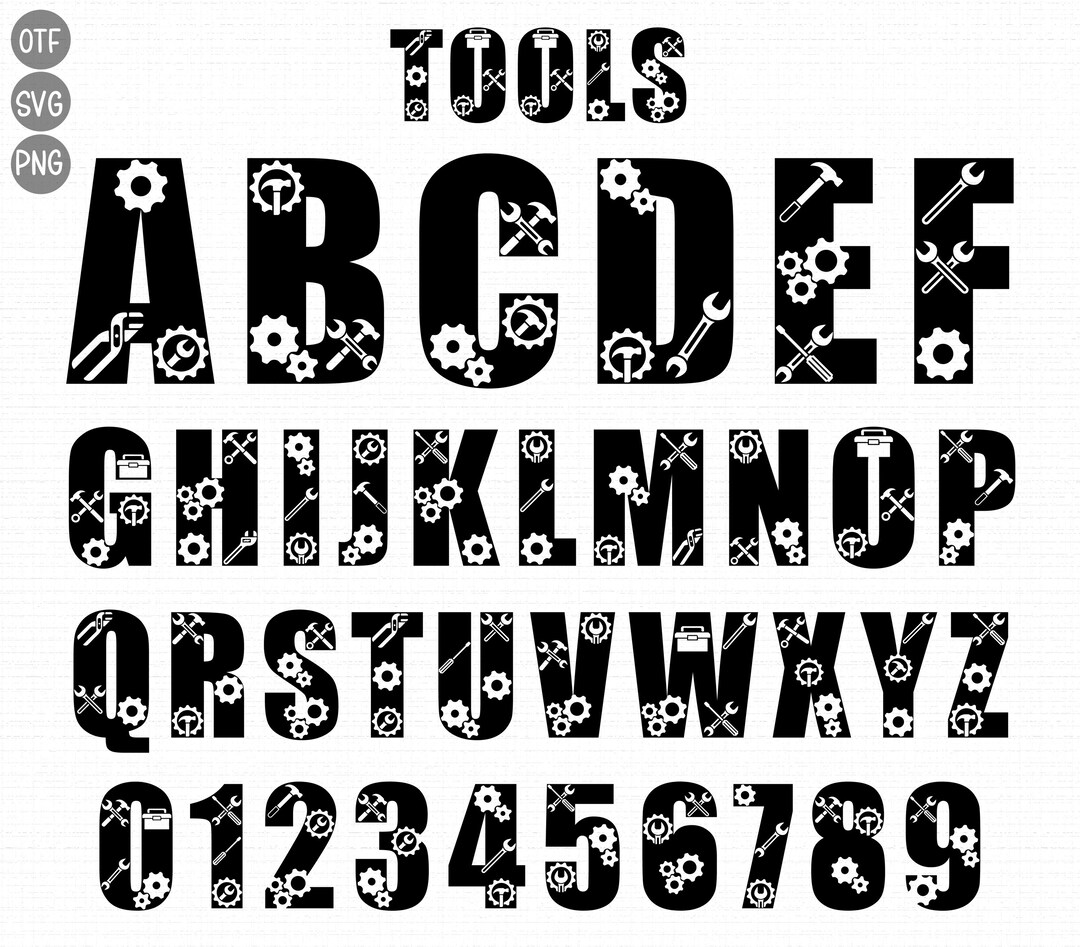 Tools Font Svg, Tools Letters Svg Png, Alphabet Font Svg, Tools ...