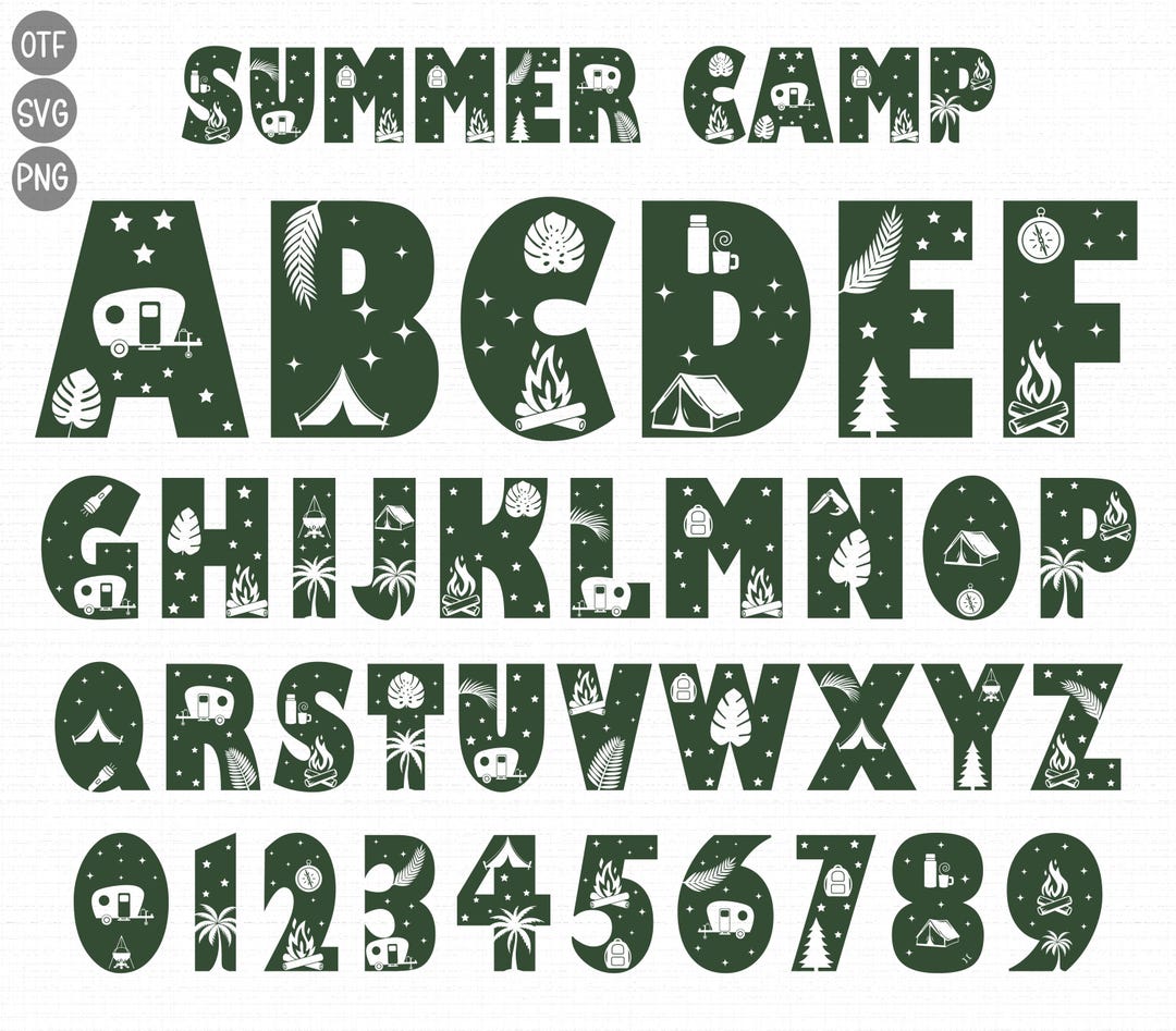 Summer Camp Font Svg, Summer Camp Letters Svg Png, Alphabet Font Svg ...