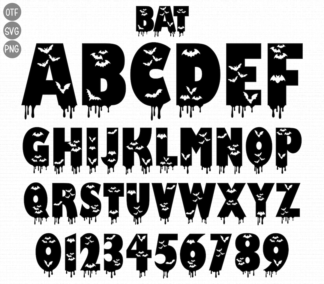 Bat Font Svg, Bat Letters Svg Png, Alphabet Font Svg, Bat Alphabet Svg ...