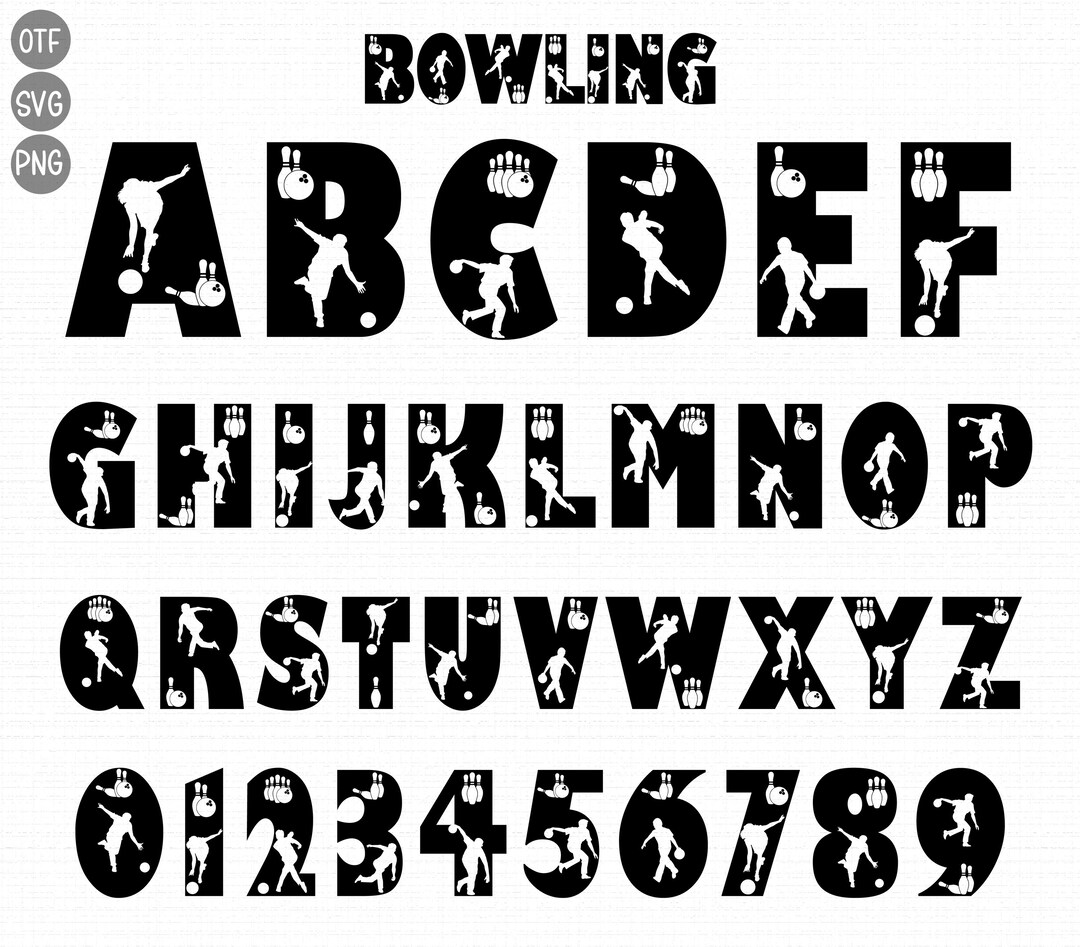 Bowling Font Svg, Bowling Letters Svg Png, Alphabet Font Svg, Bowling ...