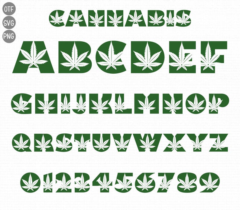 Cannabis Font Svg, Cannabis Letters Svg Png, Alphabet Font Svg ...