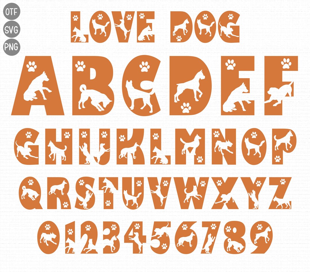 Love Dog Font Svg, Love Dog Letters Svg Png, Alphabet Font Svg, Love ...