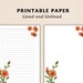 Printable Orange Flower Writing Paper Lined & Unlined A4, A5, US Letter ...