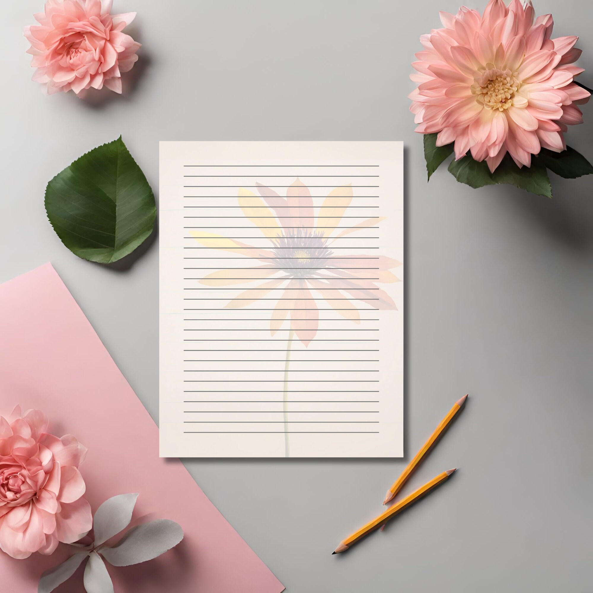 Floral Notes Page, Paper Notes, Blank Notes, Blank Paper, Writing Paper ...
