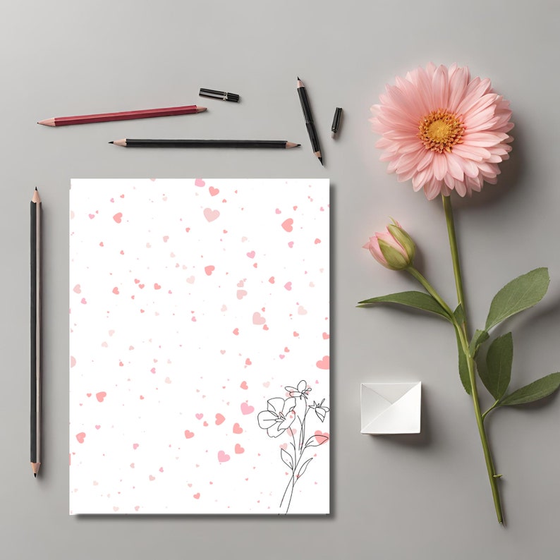 Printable Valentines Stationery, Paper of Love, Love Writing Paper ...
