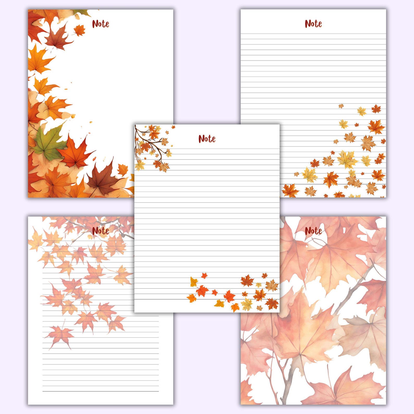 Printable Autumn Letter Paper Bundle, Autumn Writing Paper, Printable ...