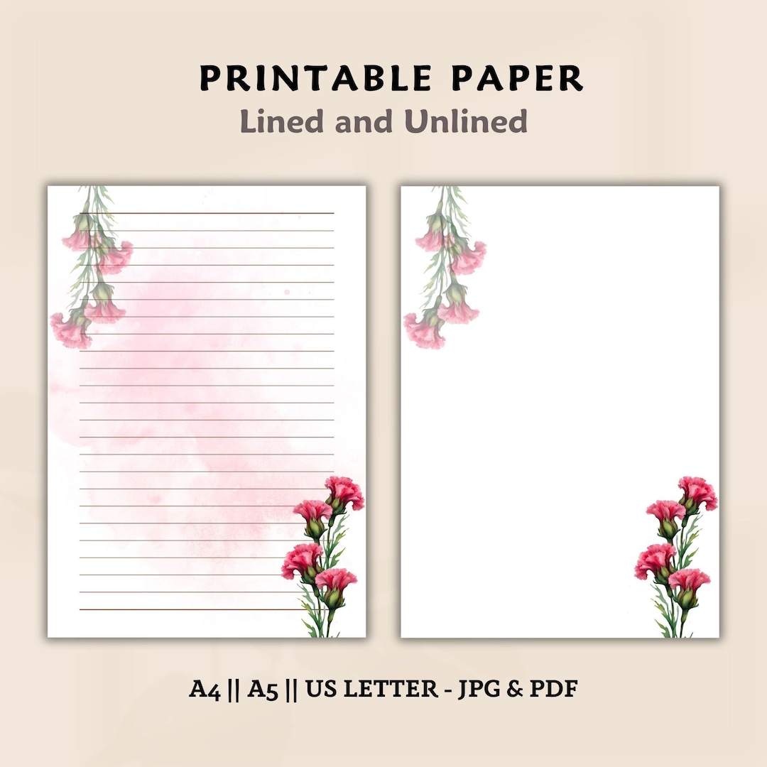 Printable Stationery Lined Paper, Printable Writing Paper, Printable ...
