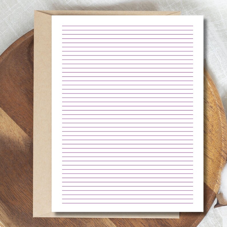 Printables Lined Paper, Writing Note Paper, | Blue, Purple, Black Grey ...