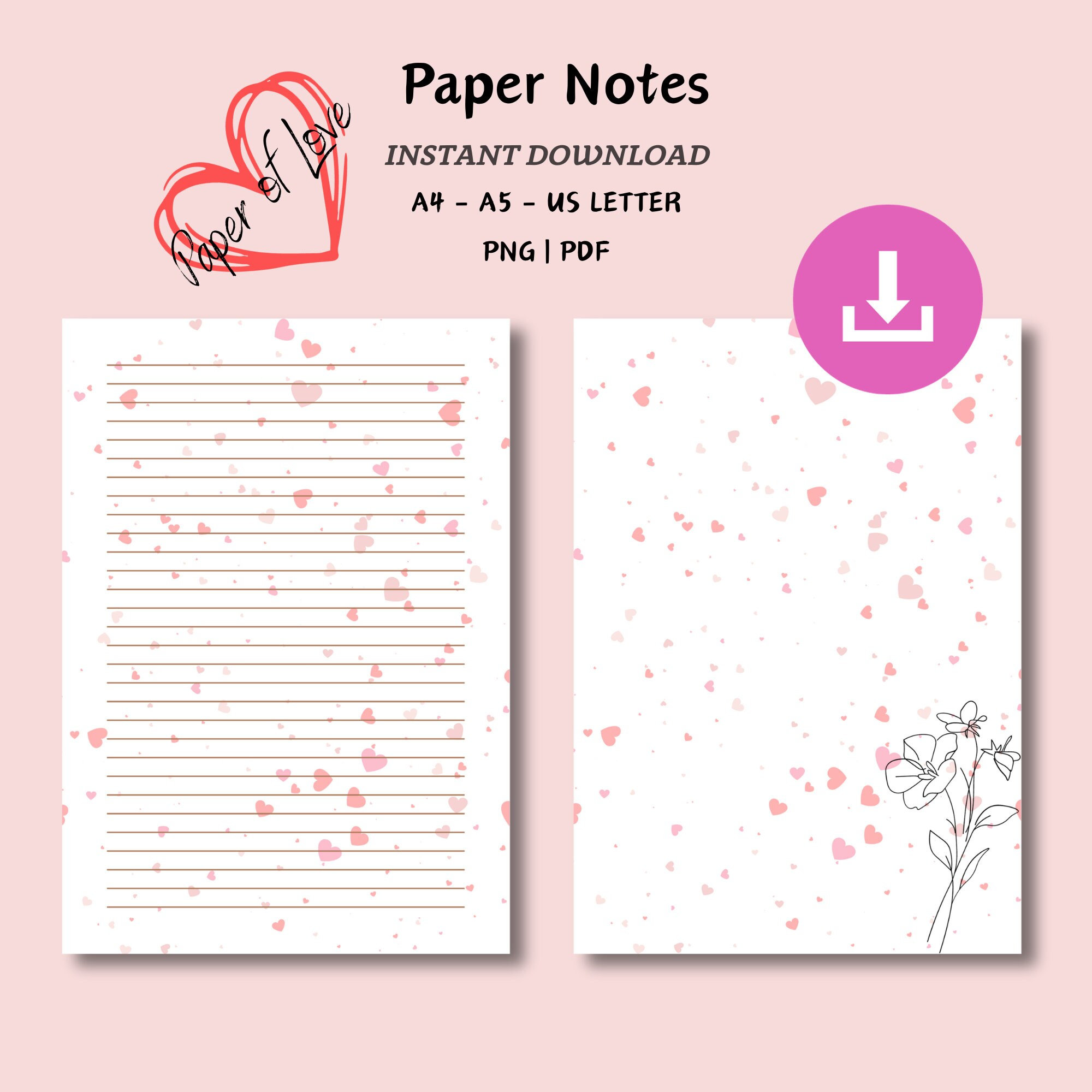 Printable Valentines Stationery, Paper of Love, Love Writing Paper ...