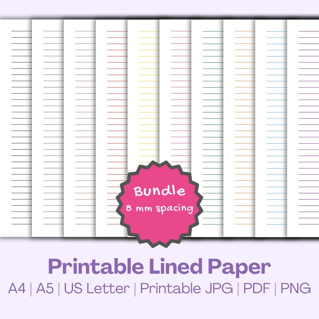 Printable Lined Paper Bundle With 8mm Spacing | Instant Download ...