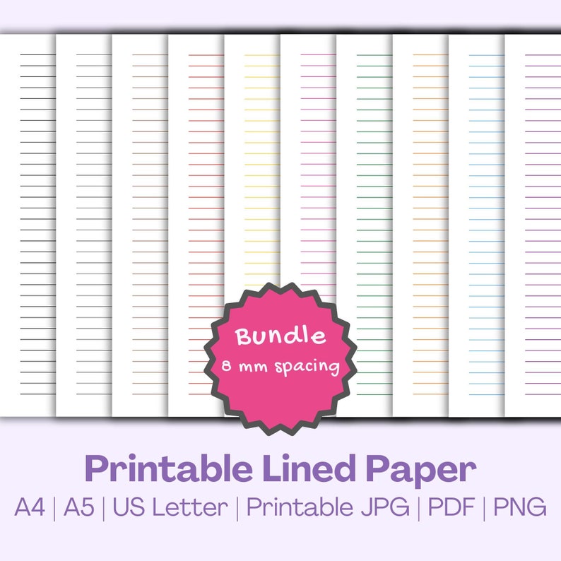 Printable Lined Paper Bundle With 8mm Spacing | Instant Download ...