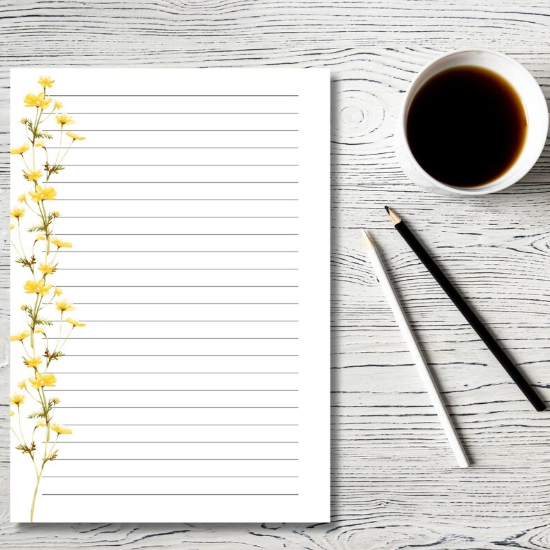 Printable Letter Paper Printable Writing Paper Floral Paper Note Paper ...