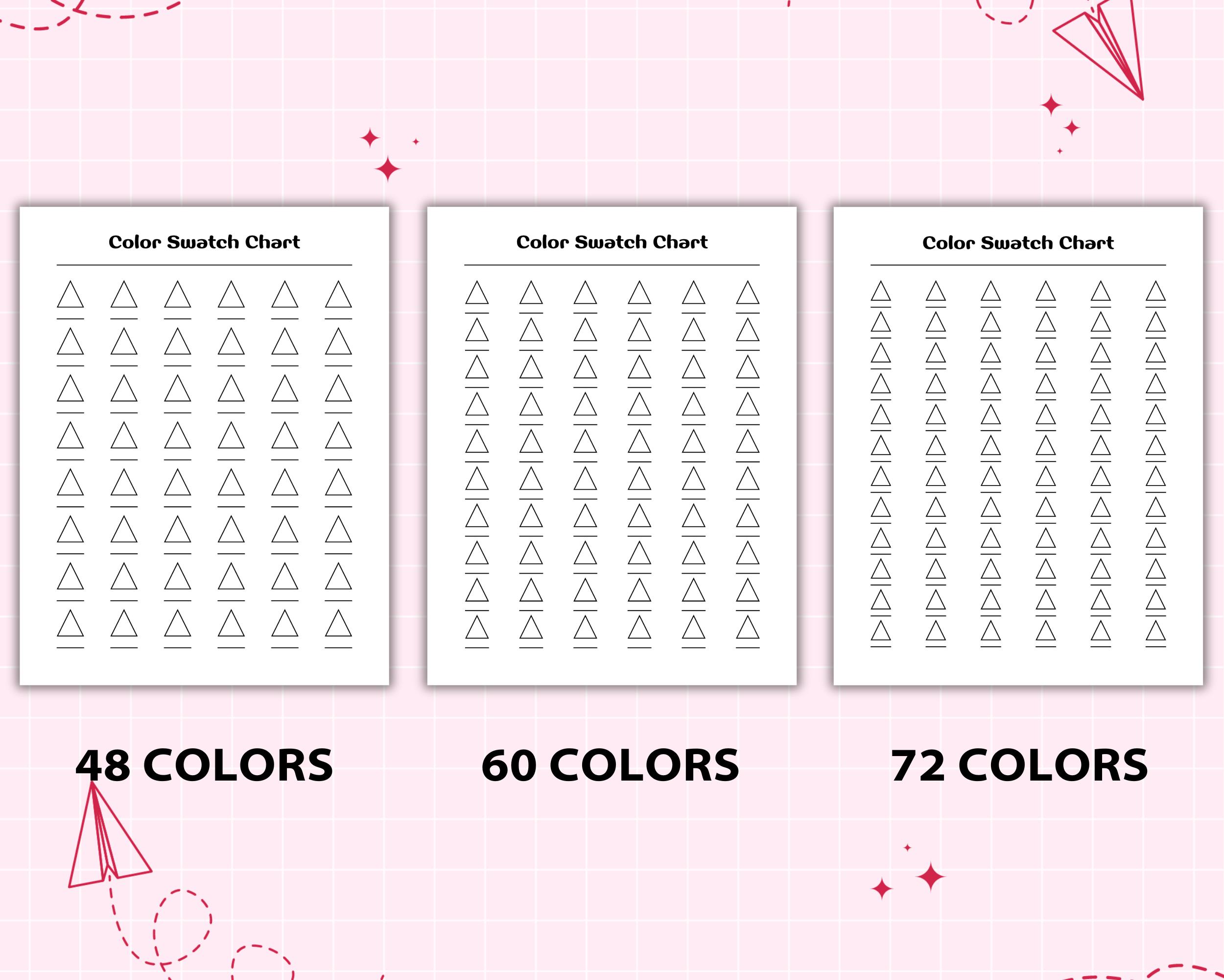 Color Swatch Chart Printable, Blank Color Swatches Sheets PDF, Alcohol ...