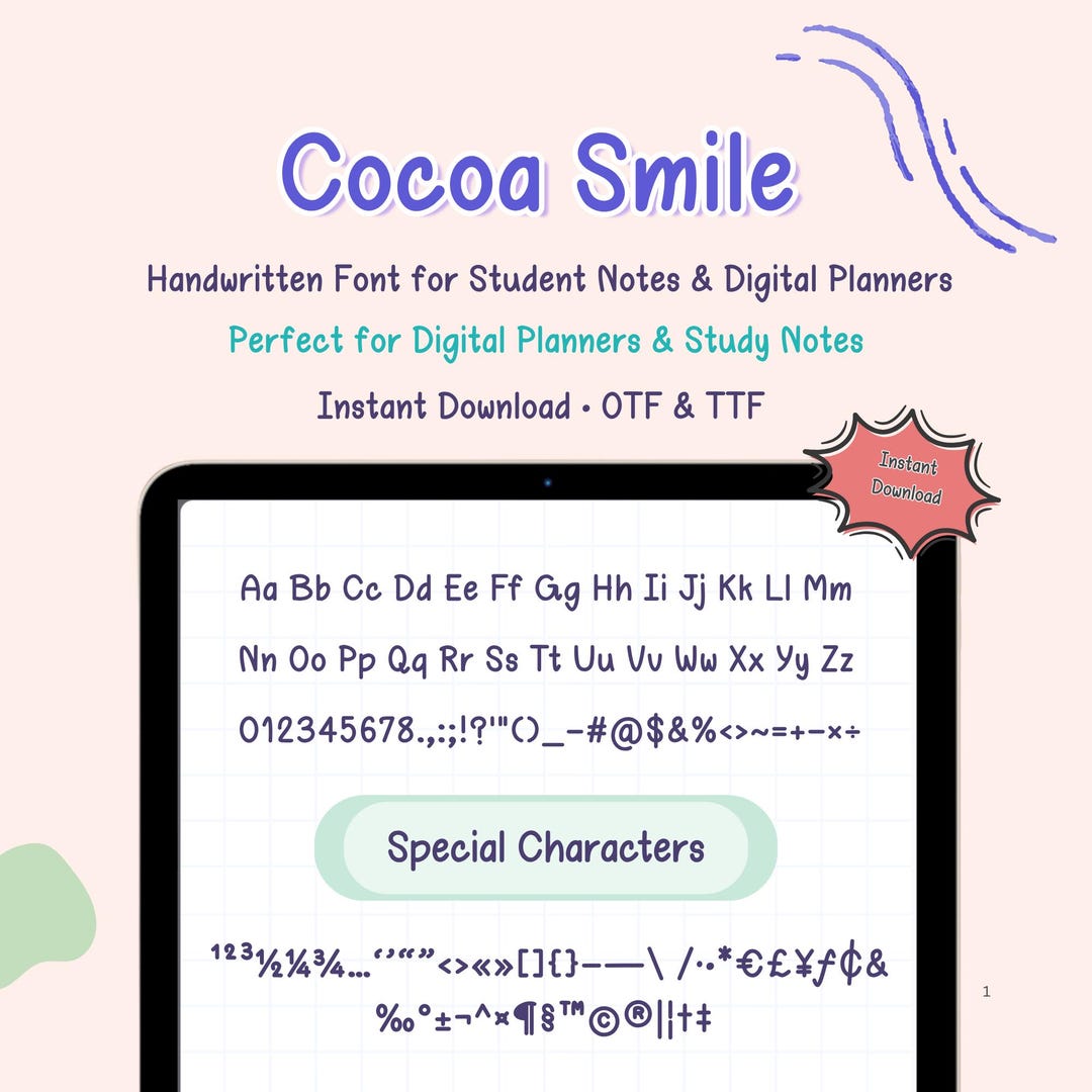 Handwritten Font for Student Notes | Cute iPad Handwriting Font for ...