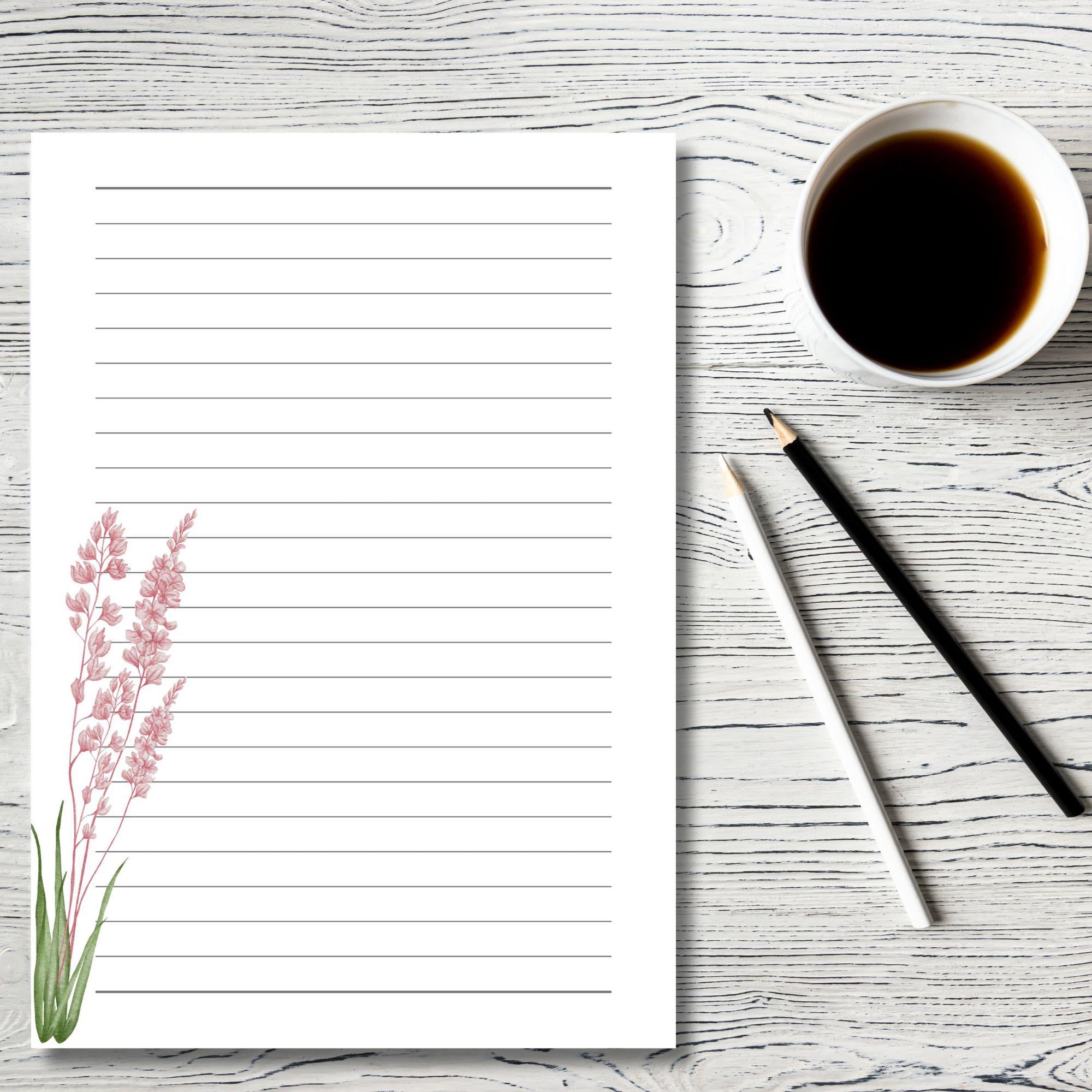 Printable Letter Paper, Printable Writing Paper, Floral Paper, Note ...