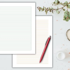 Printable Lined Paper 6.4mm | Narrow Ruled | Yellow, Pink, Green ...
