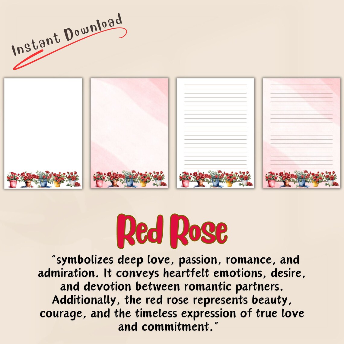 Printable Stationery Lined Paper, Printable Writing Paper, Printable ...