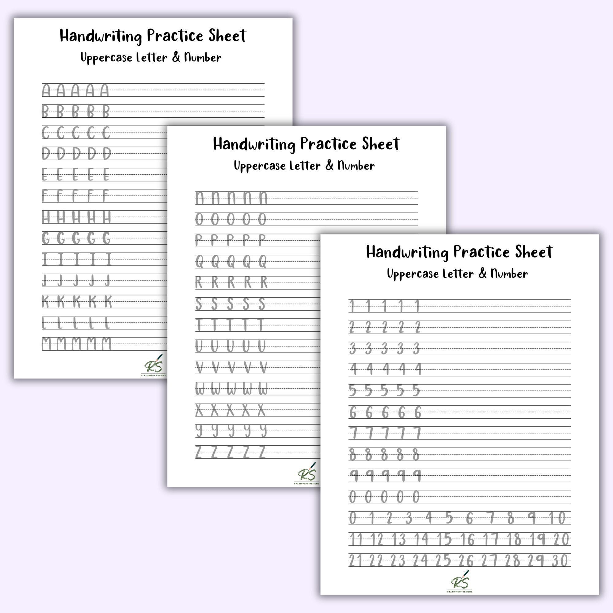 Handwriting Practice Sheets, Printable Handwriting Worksheets, Alphabet ...