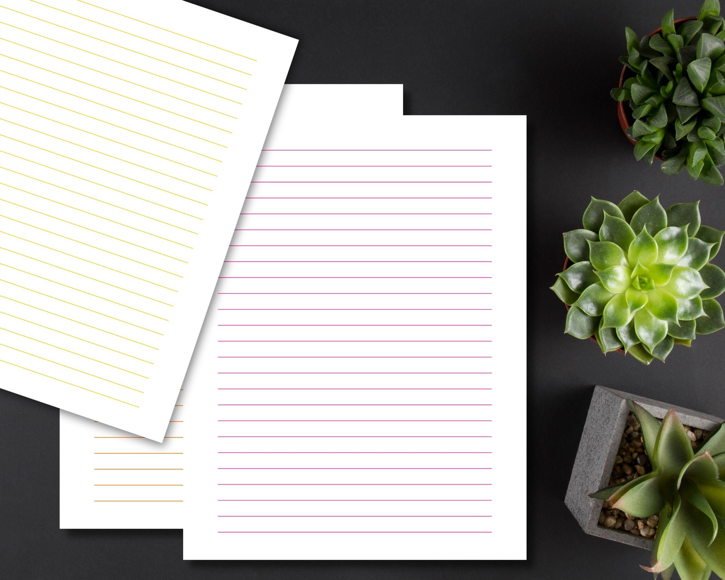 Printable Lined Paper Bundle: 10 Colors, A4/A5/US Letter (digital ...