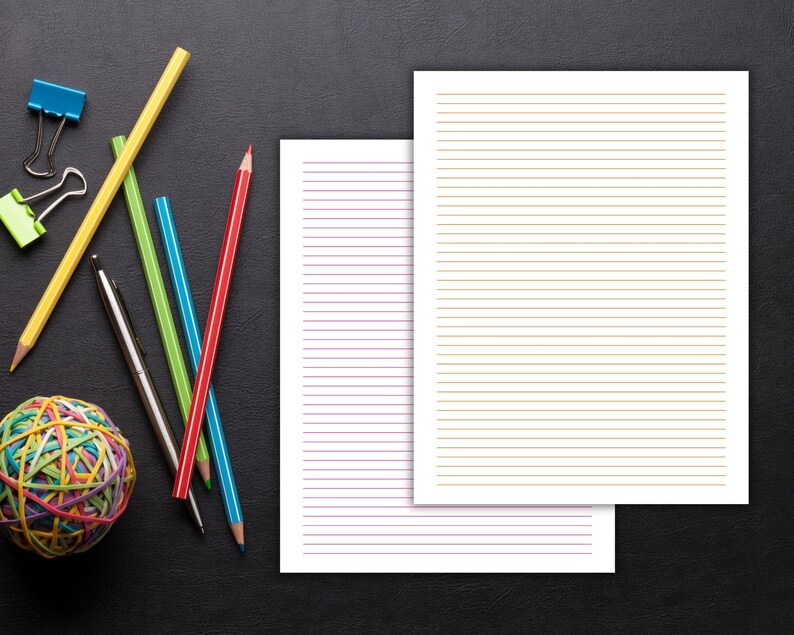 Printable Lined Paper Bundle - 6mm Spacing | 10 Line Colors | A4, A5 ...