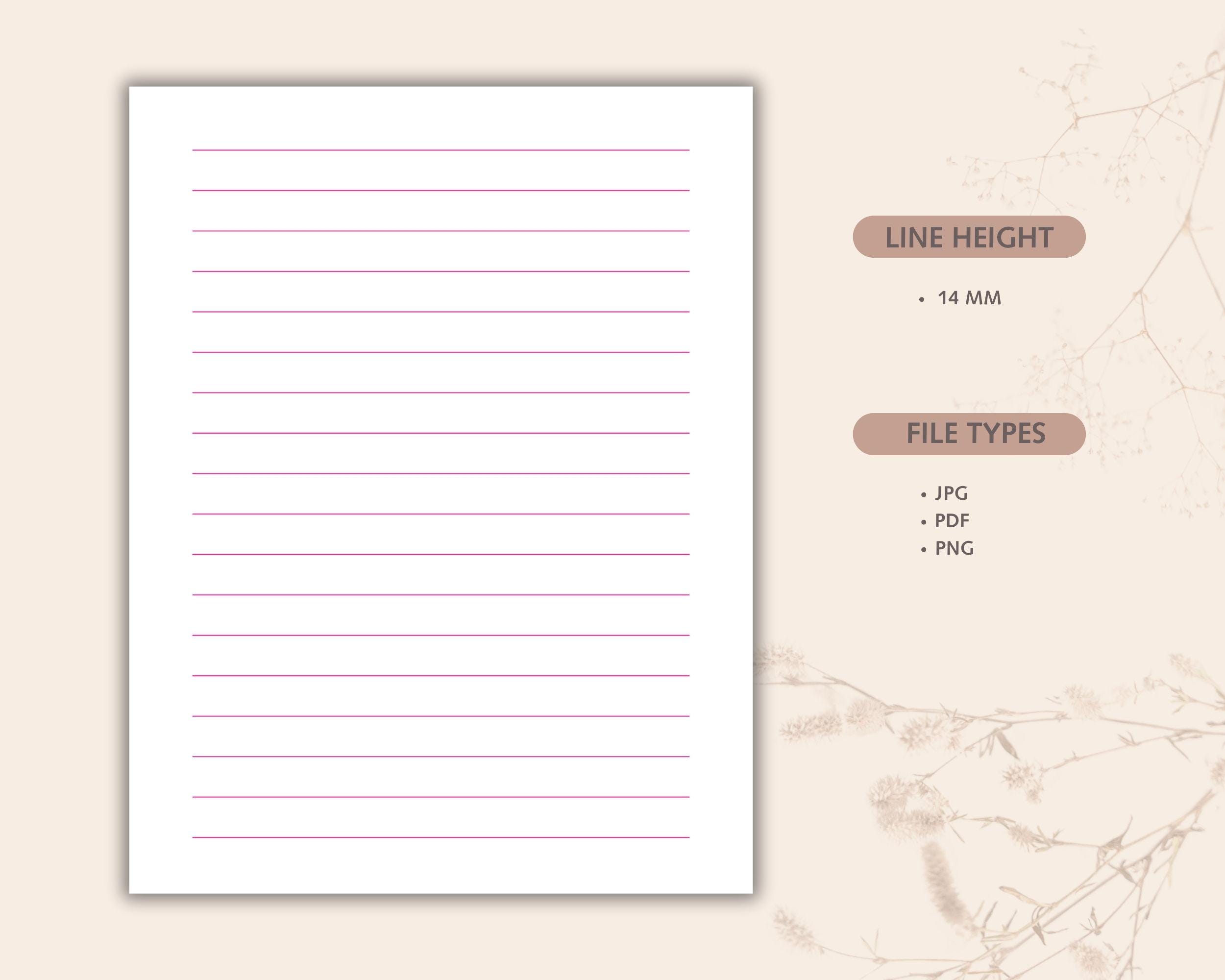 Printable Lined Paper 14mm | Brown Red Yellow Pink Lines | A4, A5, US ...