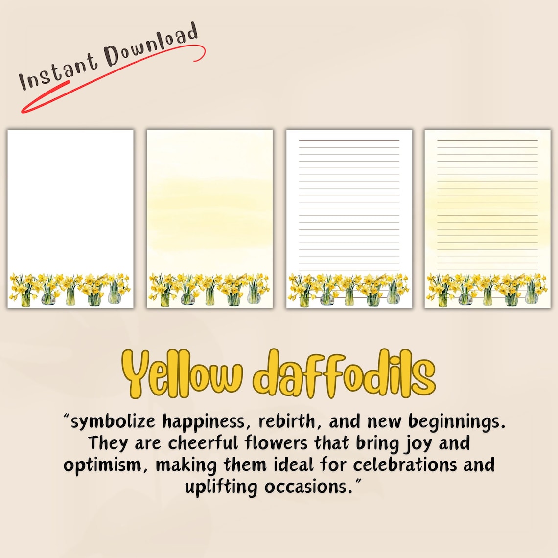 Printable Stationery Lined Paper, Printable Writing Paper, Printable ...