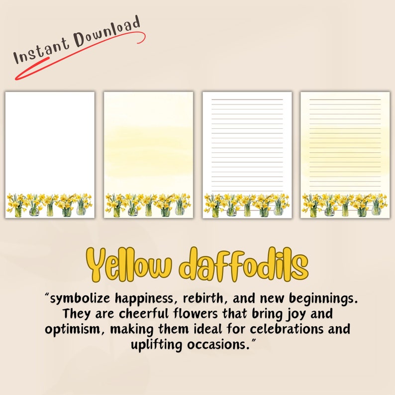 Printable Stationery Lined Paper, Printable Writing Paper, Printable Letter Paper, A4, US Letter ...