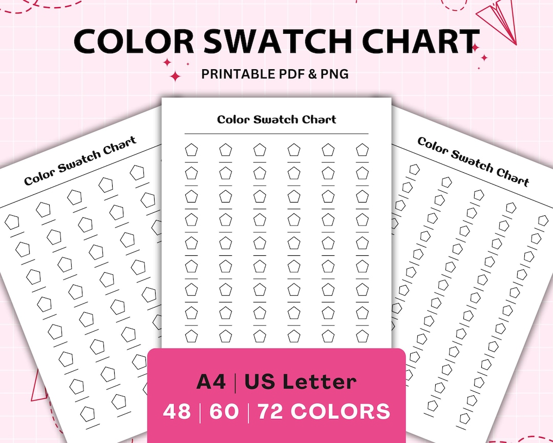 Printable Color Swatch Templates – 48, 60, 72 Colors | A4 & US Letter ...