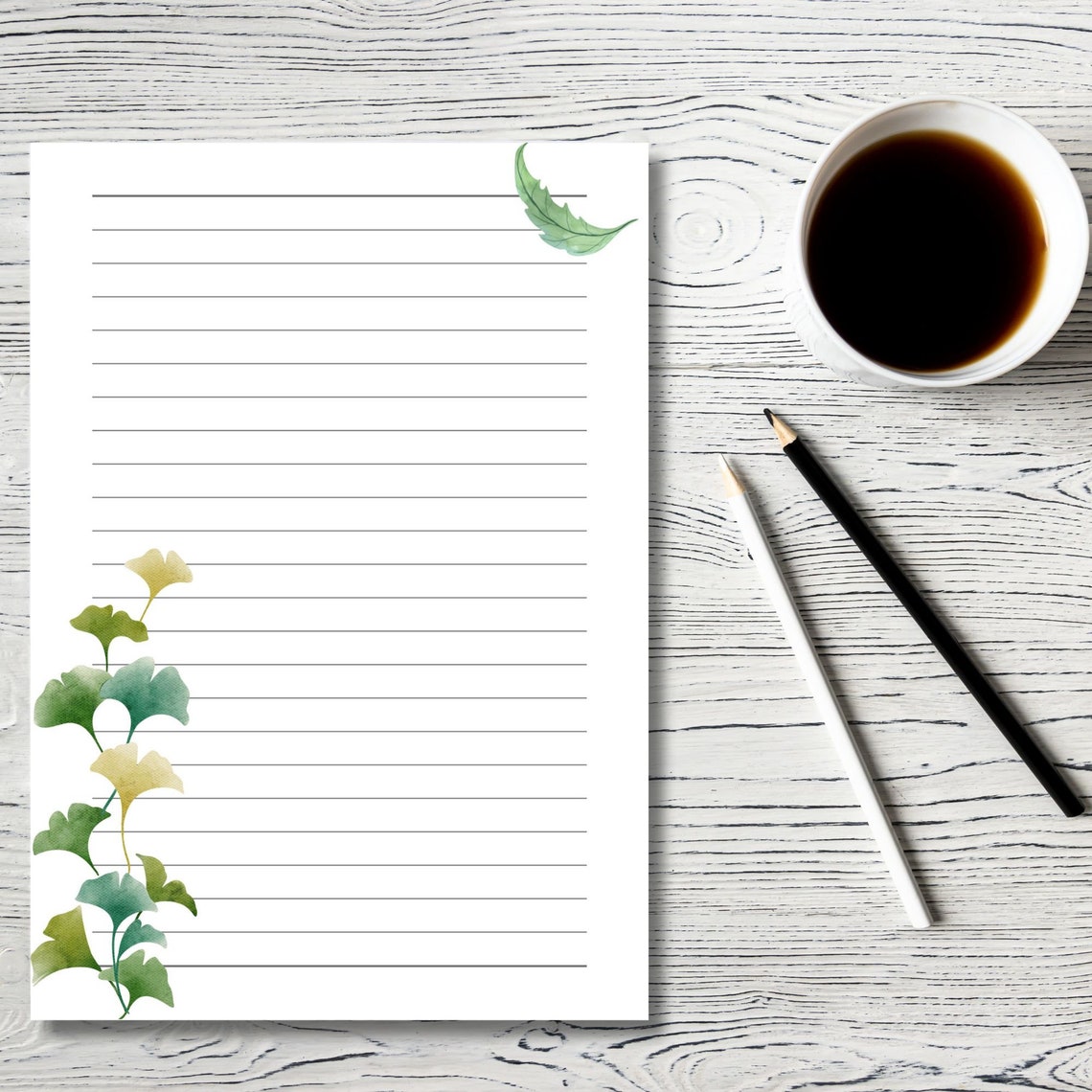 Printable Leaf Paper: Elegant Lined and Unlined Designs for Writing ...