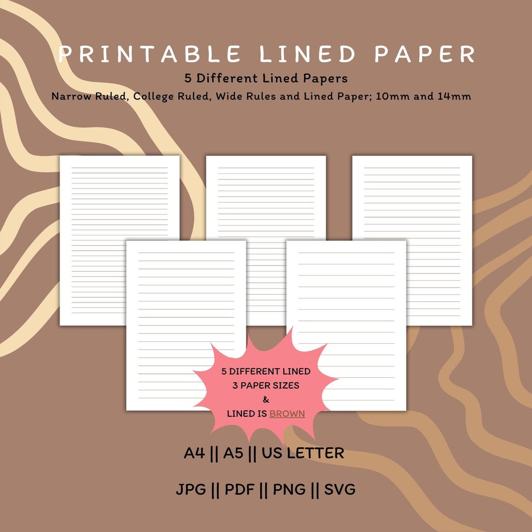 Printable Lined Paper Bundle Narrow Ruled, College Ruled, Wide Ruled ...