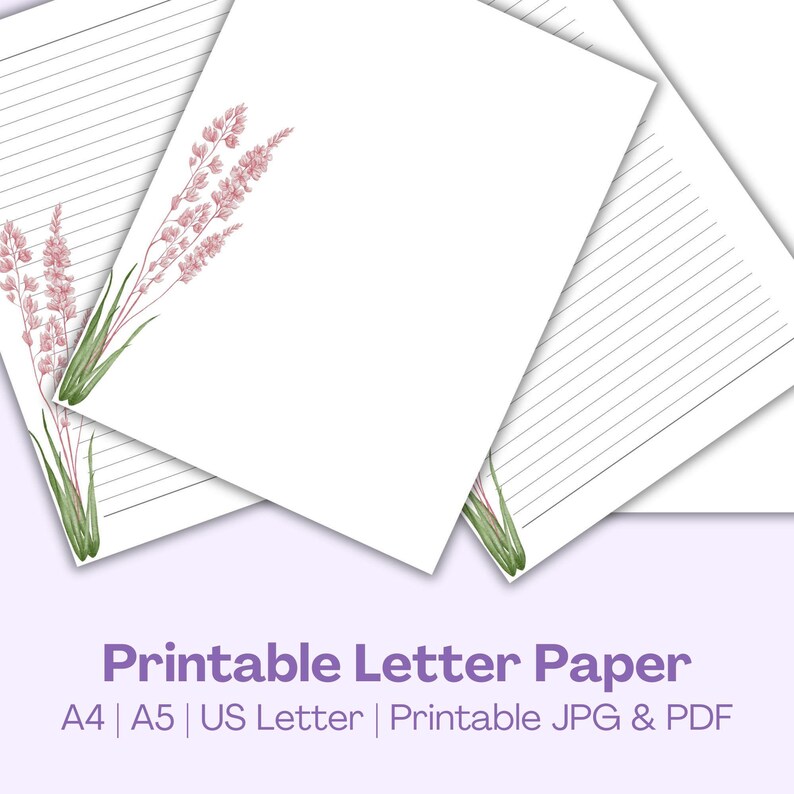 Printable Letter Paper, Printable Writing Paper, Floral Paper, Note ...