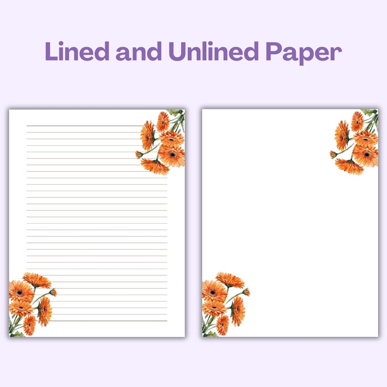 Printable Letter Paper Printable Writing Paper Floral Paper Note Paper ...