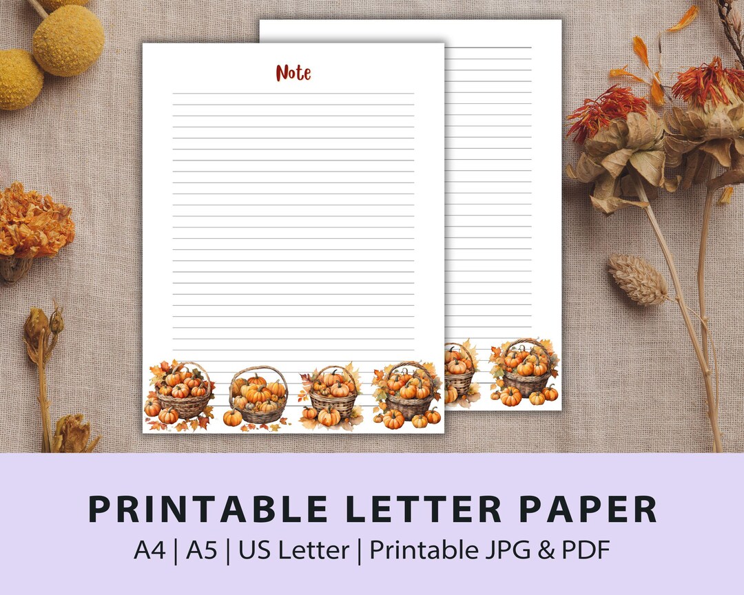 Printable Autumn Letter Paper, Autumn Writing Paper, Printable ...