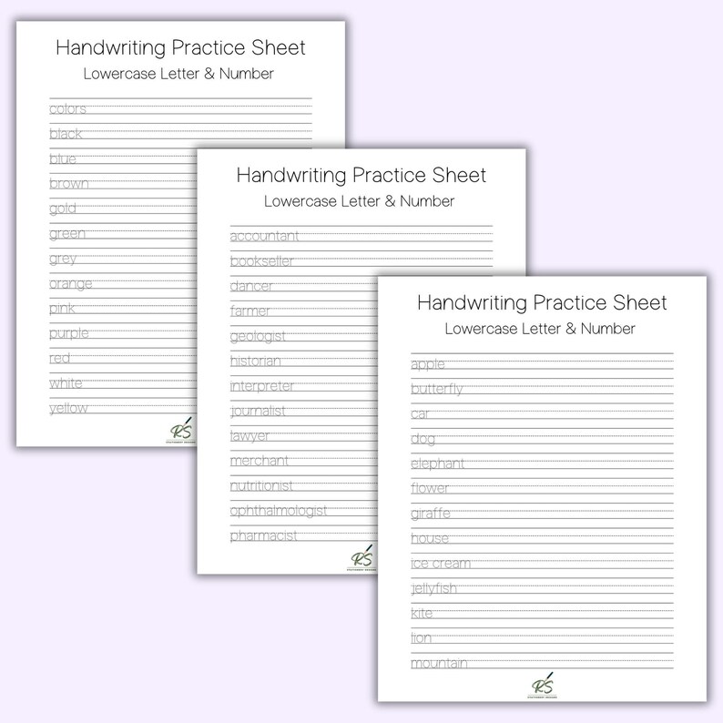 Handwriting Practice Sheets, Printable Handwriting Worksheets, Alphabet ...
