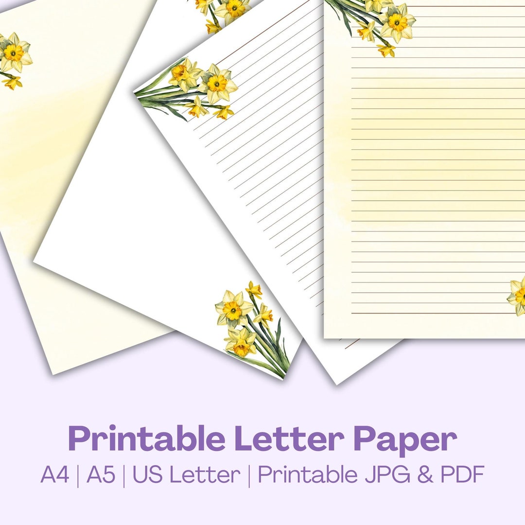 Printable Letter Paper Printable Writing Paper Floral Paper Note Paper ...