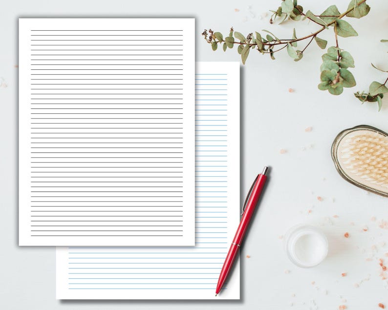 Printable Lined Paper Bundle - 6mm Spacing | 10 Line Colors | A4, A5 ...